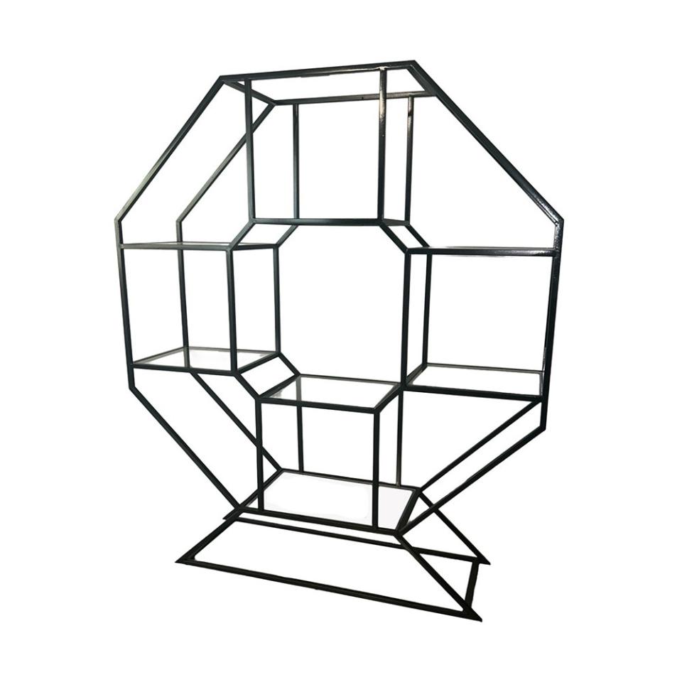 BAR-083 | GEO OCTAGON WINE SHELF BLACK FRAME BLACK PLEXI – Divine ...