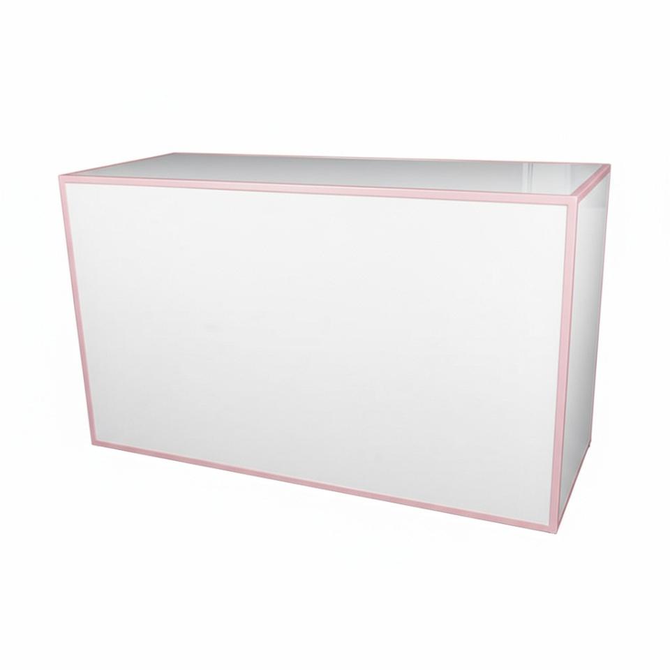 BAR-111 | 6FT BAR PASTEL PINK FRAME WITH PLEXI – Divine Furniture Rental