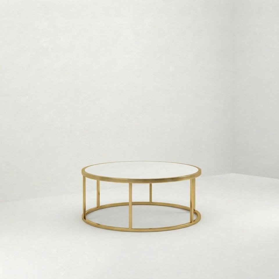 CT-080 | ROUND GOLD FRAME COFFEE TABLE – Divine Furniture Rental
